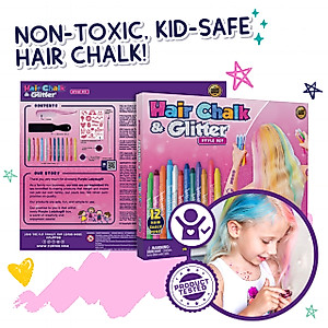 Purple Ladybug 12-Color Hair Chalk for Girls - Washable Temporary Hair Dye, Fun Gift for Kids 7-11, Great for Birthdays, Valentine's & Easter