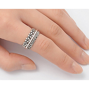 Sterling Silver Women's Bali Plain Nugget 3 Ring Set Beautiful Band Size 12