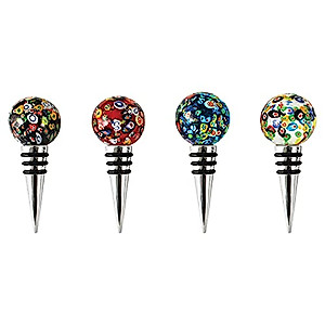 Blush Assorted Glass Globe Bottle Stoppers, Multicolor