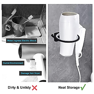 Serlium Hair Dryer Holder, Aluminum Material Hairdryer Stand Wall Mounted Hairdryer Holder for Dressing Table Bathroom Hair Salon Hotel