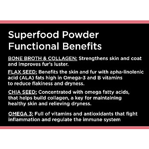 Nature's Diet Pet Bone Broth Protein Powder with Collagen, Chia Seed, Flax Seed & Omega 3 (Skin & Coat, 6 oz (60 Servings))