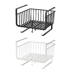 Shelves Organizer Under Sink Organizer Cabinet Hooks Kitchen Shelf Basket Under Cabinet Shelf Storage Basket for Storage Shelves Bathroom Storage Kitchen Organizers(2 Colour 7.3×9.9×10.5in)(black)
