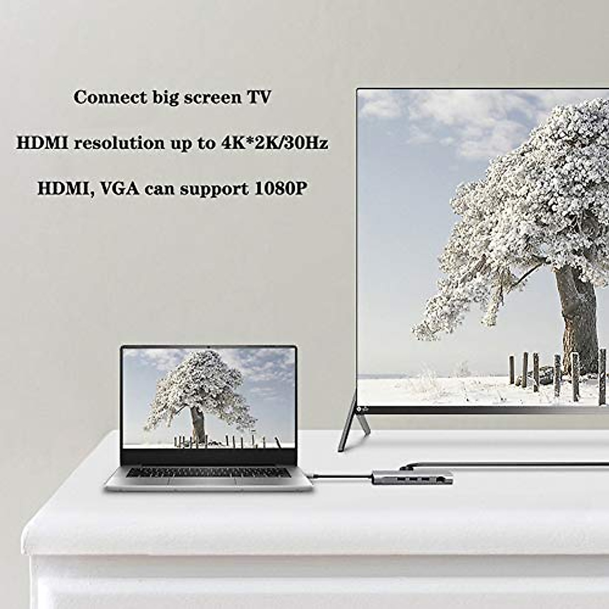 XUNMAIFHB Portable Docking Station,Multi-Function hub 10-in-1 Docking Station PD Charging HDMI, SD/TF Card Slot, 3.5mm Audio Port, VGA, Gigabit Ethernet Port, USB3.03 Fast Transmission