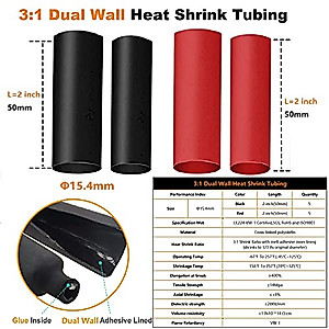 SVAAR 1/0 AWG-3/8" Battery Cable Lugs 10pcs 0 Gauge Copper Wire lugs, Heavy Duty Battery Cable Ends,0 AWG Lugs UL Listed Closed End Eyelets Tubular Ring Terminal Connectors with 3:1 Heat Shrink Tube