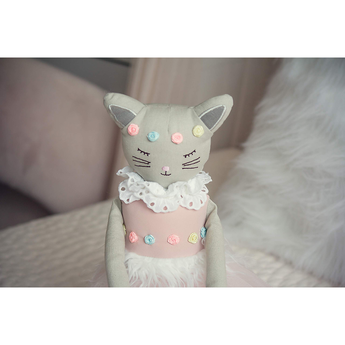 Inspired by Jewel Poppy The Cat - Handmade 24.8-Inch Plush Doll with Ballerina Tutu Outfit - Pretty Stuffed Toy Surprise Gift for a Little Princess Age 3+ - Soft Plushie for Hugs, Cuddle and Comfort