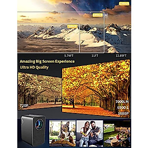 Portable Projector Native 1080p Home Theater, WiFi Projector Wireless for Android/iOS and Support iOS Cable Cast, LED Mini Projectors Built-in Bluetooth Speaker, Compatible with TV Stick,DVD,PC,HDMI