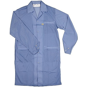 DESCO 73604 Polyester Statshield Smock Labcoat with Snaps, 40" Length, X-Large, Blue