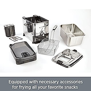 All-Clad Deep Fryer with Basket, Easy Clean, Oil Filtration, Large Capacity 3.5 L / 2.6-Pound, Adjustable Temperature, Digital Timer, Stainless Steel, EJ814051