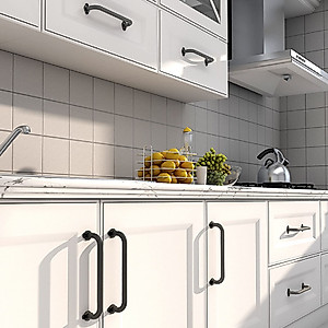 Tyenaza Barn Door Handle, Black Carbon Steel Interior Wooden Door Matte Handle for Wooden Gate Shed Cabinet Door