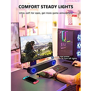 LENRUE Computer Speakers, USB Powered PC Speakers for Desktop Computer Laptop, iMac, Tablet, PS with Lights, Plug and Play (USB-Black)