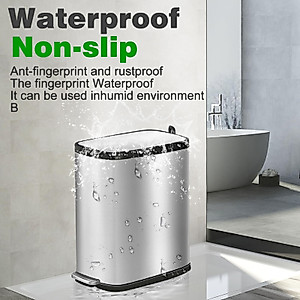 IRISVO Small Bathroom Trash Can with Air Freshener Soft Close Lid, 6L/1.6 Gal Slim Stainless Steel Trash Can, Step Pedal Garbage Can with Removable Inner Bucket for Bathroom, Bedroom, Toilet（Silver）