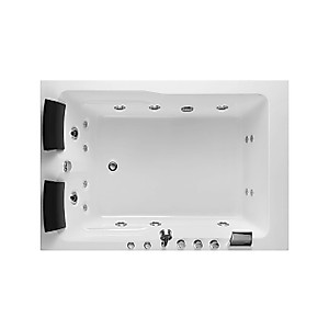 Empava 2 Person Whirlpool Bathtub,71” Whirlpool Tubs with 16 Jets,Jetted bathtub,Acrylic SPA Bath Tub,2 Person Hydro Massage Bathtub with Right Drain,3-Side Apron,White