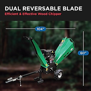 APWC460E Electric Start, Woodchipper Mulcher 16HP JD Engine 460cc Gas Powered Chipper Shredder 2000 RPM Double Edge Blades 6" Feed