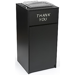 Displays2go 36 Gallon Commercial Waste Bin, Restaurant & Food Court Common Areas, Recycling & Tray Storage, Black (LCKDCHTTBK)