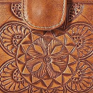 Womens Wallet, Purse, Genuine leather, Clutch, Billfold, Embossed, Trifold ladies wallet, Checkbook holder, Cash, Coins, gift for mom, gift for wife, Brown
