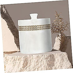 Cabilock Resin Swab Box Decor Storage Boxes with Lids Makeup Storage Organizer Box 5pcs Bathroom Canisters Jars Hair Band Holder Makeup Cotton Storage Jar Cotton Pad Container