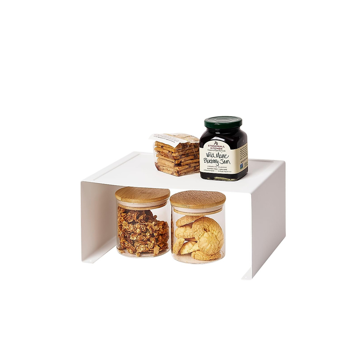 Yamazaki Home Tower Stackable Kitchen Rack Storage Organizer Counter Shelf, Large, White