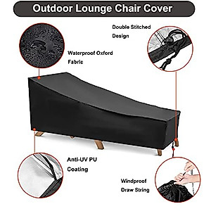 TJFU 1Set Patio Chaise Lounge Cover Waterproof Outdoor Lounge Chair Covers, Water Resistant Sunbed Sun Rattan Chair Cover Black Durable Patio Furniture Covers - 82" L x 29" W x 31" H
