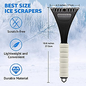 AOGKTON Ice Scrapers for Car Windshield, 2 Pack Snow Brush Scraper for Windows, Frost Snow Ice Removal with Foam Handle for Car Truck SUV, Scratch-Free