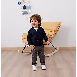 Feidoog Infant Baby Boys Cardigan Crochet Sweater V-Neck，Toddler Knit Button up Knitted Pattern Pullover Sweatshirt,Blue,6-12M