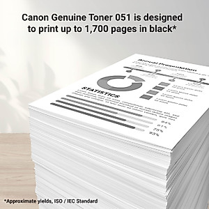 Canon Genuine Toner Cartridge 051 Black (2168C001), 1-Pack, for Canon imageCLASS MF264dw, MF267dw, MF269dw, LBP162dw Laser Printer, 1 Size (Toner 051 Standard)