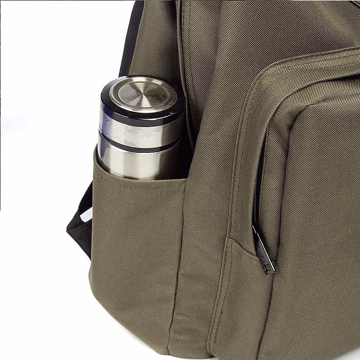 doumu Style School Backpack Travel Bag for Men Women Lightweight College Back Pack with Laptop Compartmen (Military green)