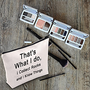 LEVLO Funny Geologist Gifts That's What I Do I Collect Rocks and I Know Things Makeup Bags Geology Rock Collector Bags (I Collect Rocks)