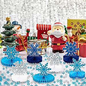 Frozen Winter Wonderland Party Decorations - 12pcs Blue White Snowflake Honeycomb Table Centerpieces and 600pcs Snowflake Confetti for Christmas Holiday Winter Birthday Baby Shower Party Supplies
