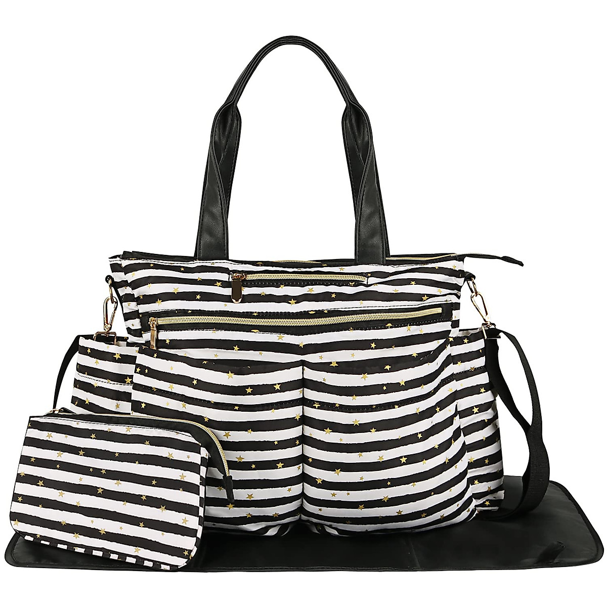 YESLAU Diaper Bag Tote with Changing Pad and Wallet Large Travel Diaper Tote for Mom Star Print 3Pcs Set