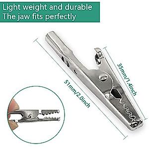 25Pcs 51mm Metal Alligator Clip Spring Clamps test line Crocodile Clip Silver Tone Alligator Clips Nickel Plated Crocodile Clamps, used in laboratory electric testing work and Cable Lead Clip