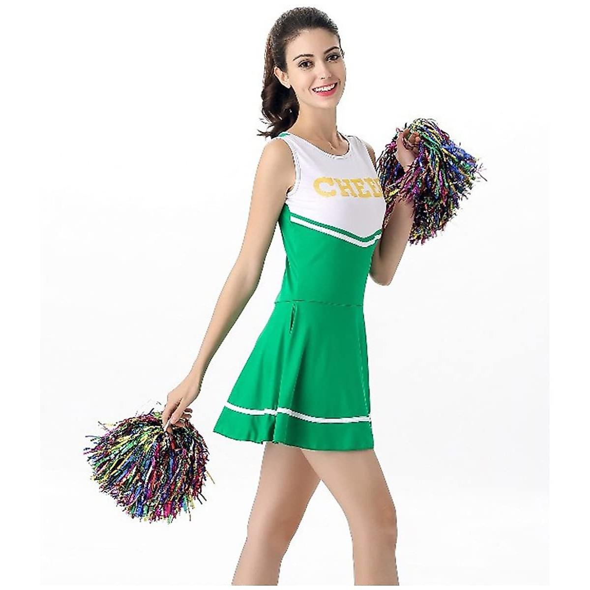 Women's Musical Uniform Fancy Dress Cheerleader Costume Outfit (Green)