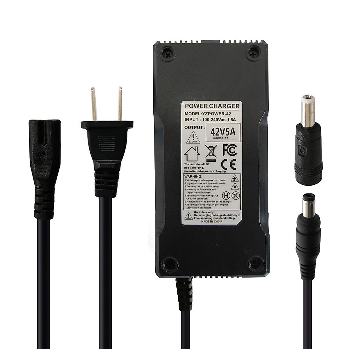 Abakoo 42V 5A Battery Charger for 36V Lithium Li-ion Battery Pack with DC 5.5 x 2.5mm/5.5 x 2.1mm Plug