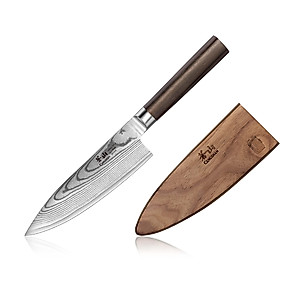 Cangshan HAKU Series 501035 X-7 Damascus Steel Forged 6-inch Chef's Knife with Sheath