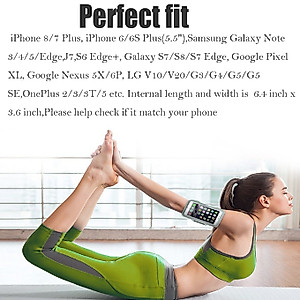 iBarbe Armband Water Resistant Sports Armband with Key Holder Night Reflective for iPhone X 8 Plus 7 Plus, 6 Plus, 6S Plus,Galaxy s8,s8+,S6/S5, Note 4 etc.Running Exercise (Black)