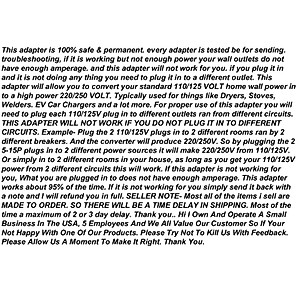 Power Converter 110/125V To 220/250V Electric Adapter 5-15P Wall Plug To L14-30R Twist-Lock 4-Pin Miller Lincoln Hobart Plasma Cutter Welder Mig Tig Arc Receptacle Outlet Box NEMA FX586W