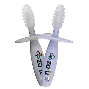 ZoLi Chubby Gummy teether | 2 Pack Baby Teething Relief - Lilac/Grey, BPA Free Teething Stick