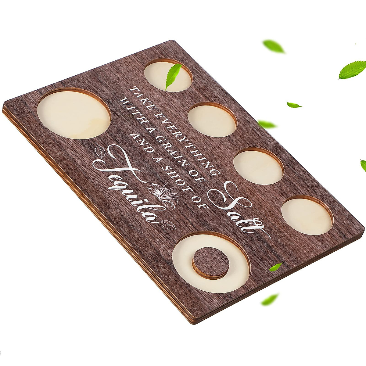 Shot Glasses Serving Tray Wooden Flight Tray Glass Holder Shot Glasses Board Bar Serving Trays for Bar Restaurant Party Family Gathering Can Display Men Women Friends Gifts(Brown Color,9.9 x 7 Inch)