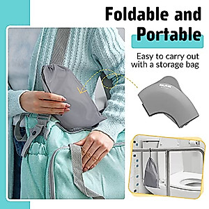 Travel Potty Seat for Toddler & Kid, Maliton Portable Potty Seat with Storage Bag, Foldable Potty Seat for Toddler Travel, Non-Slip Potty Training Toilet Seat Cover wth Splash Guard (Grey)