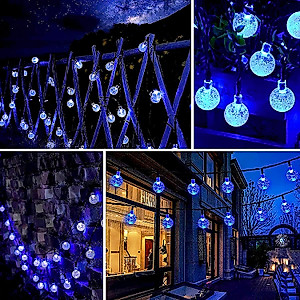 Halloween Solar Lights Outdoor Waterproof - 50 LED String Lights With 8 Lighting Modes, 7M/24 Ft for Tree, Garden, Patio, Party, Festival (Blue)