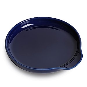 GDCZ Ceramic Spoon Rest for Stove Top - 5 Inches Large Spoon Holder for kitchen Counter, White Coffee Spoon Rest, Cooking Utensil Rest, Kitchen Accessories, Dishwasher Safe, Set of 1,Navy