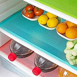 VITCHAL 9 Pcs-17.5''x11.5'' Refrigerator Liners, Drawer Table Mats, Washable Mats Covers Pads, Organization for Top Freezer Glass Shelf Wire Shelving Cupboard Cabinet Drawers [3 Blue+3 Green+3 Pink]