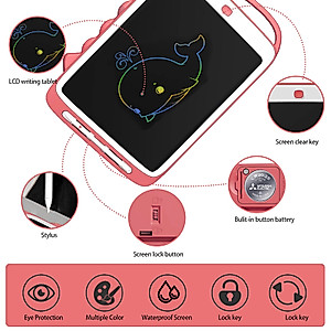 LCD Writing Tablet for Kids, Toddler Doodle Board Drawing Pad for Girls Boys 2-6 Years Old 10 Inch Education Gaming Reusable Tablet Toys Birthday Gift Drawing Board for Toddlers, Pink