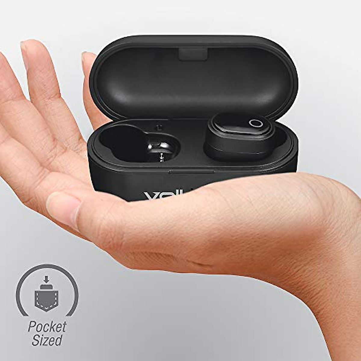 Volkano True Wireless Stereo Earbuds, Bluetooth Earphones 16 Hour Playtime w/Charging Case, Audífonos Inalámbricos Compatible with Google Assistant and Siri, Auto-Reconnect [Black] - Mobile Series