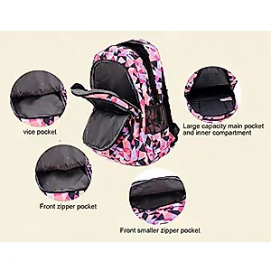 JiaYou Girl Geometric Printed Primary Junior High University School Bag Bookbag Backpack(2# Black,19 L)