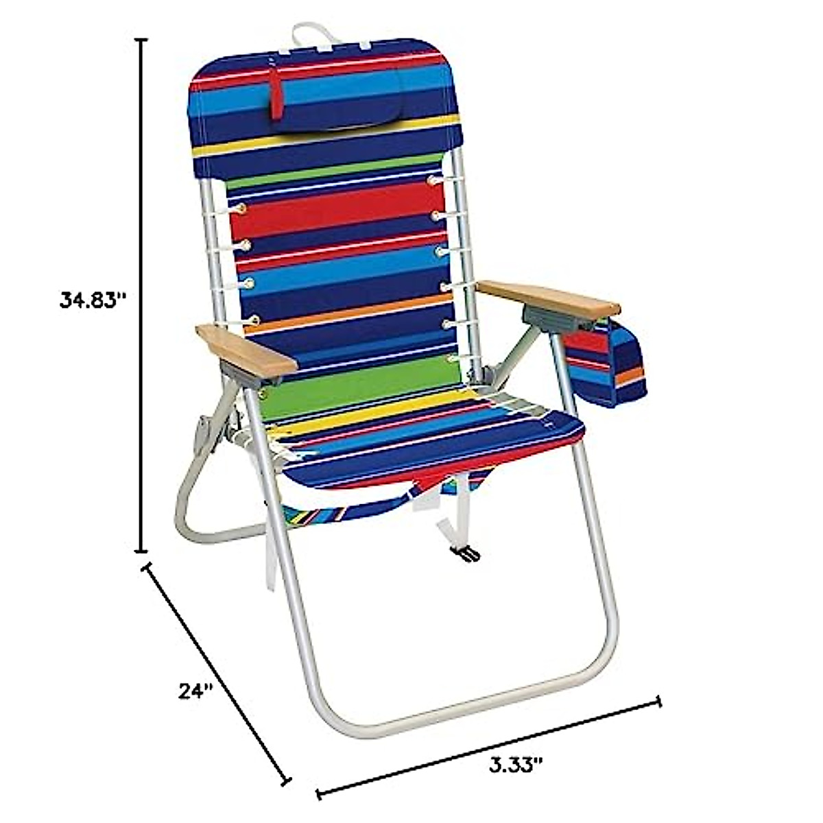 Rio Beach Hi-Boy 17" Suspension Folding Backpack Beach Chair - Aluminum, Pop Surf Stripes