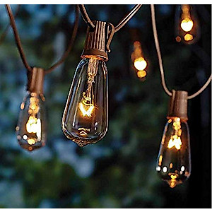 GOOTHY 10Ft Outdoor String Lights with 11 Clear Edison Bulbs (1 Spare) C9/E17 Base, ST40 Vintage Patio Stirng Lights Connectable Bistro Lights UL Listed for Backyard Wedding Garden Decor- Brown
