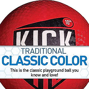 Franklin Sports Rubber Kickball - Kids Playground Ball for Dodgeball + Kickball - 10" Bouncy Ball for Outdoor Games - Red