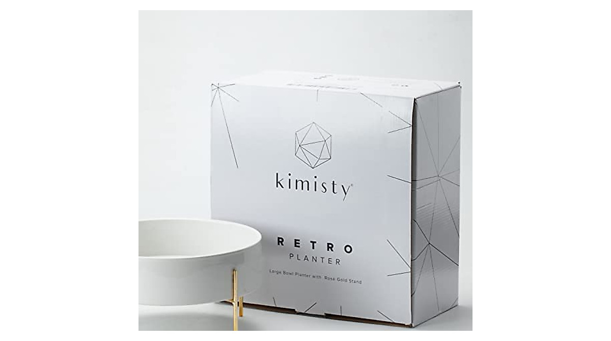 Kimisty 10-Inch Succulent Planter Bowl with Gold Stand - Modern Home Decor
