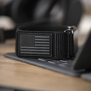 Tefeca Fortitude Series USA Flag Ultrawide Band Compatible with Apple Watch Ultra/Ultra2 Series 9/8/SE2/7/6/SE/5/4/3/2/1(Black Woven, M/L for 49mm/45mm/44mm/42mm)