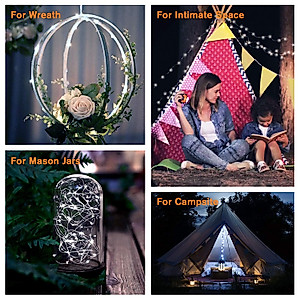 QITONG White Solar Fairy Lights Outdoor Waterproof, 2 Pack Each 33ft 100 LED Solar String Lights, 8 Modes Silver Wire Solar Christmas Twinkle Lights